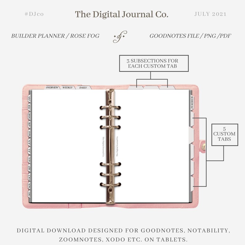 Builder Planner / Rose Fog Djco digital Planner Notebook - Etsy