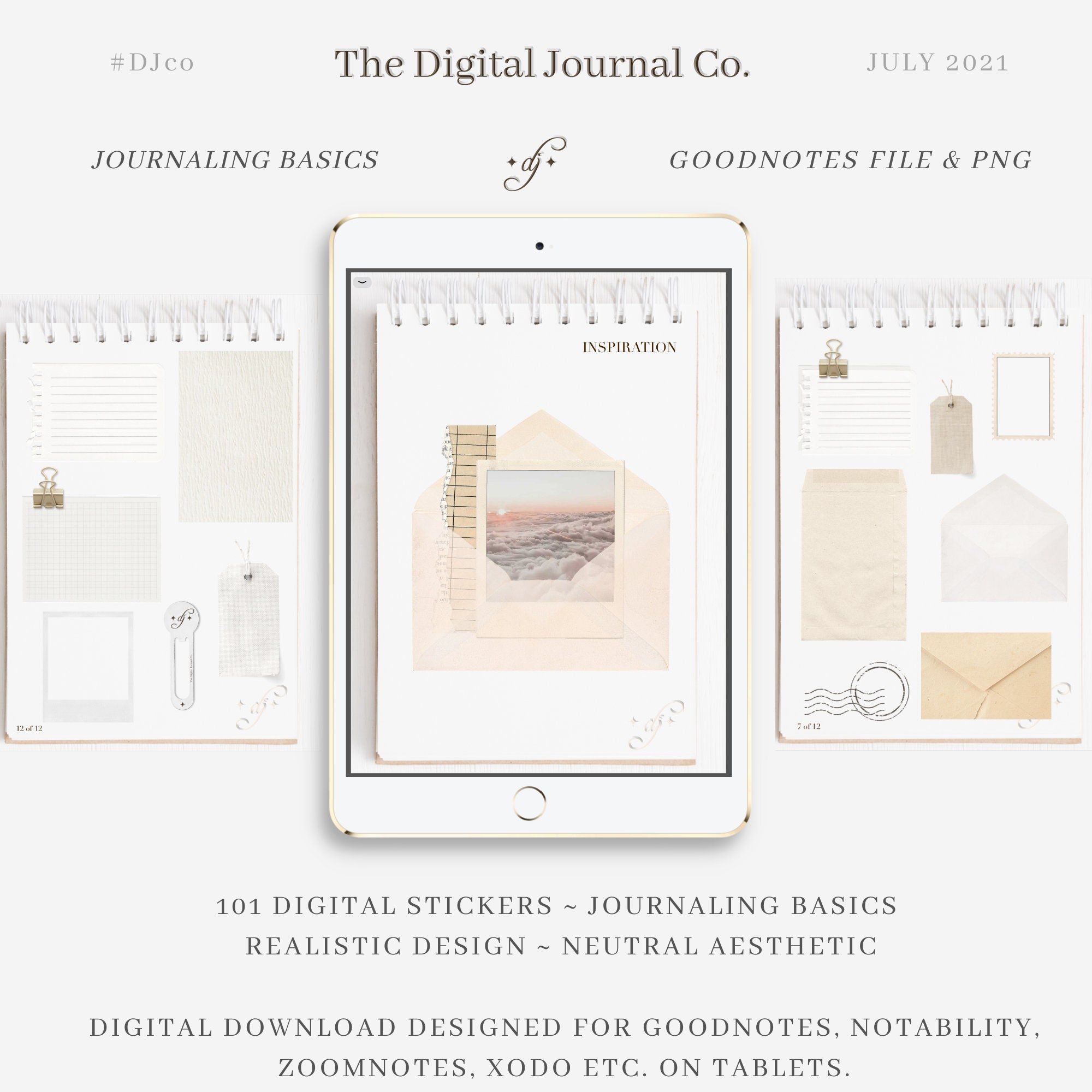 Journaling / Basics / 101 ~ Djco (digital Stickers, Sticker Kit, Set ...