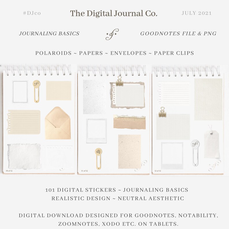Journaling / Basics / 101 ~ Djco (digital Stickers, Sticker Kit, Set ...