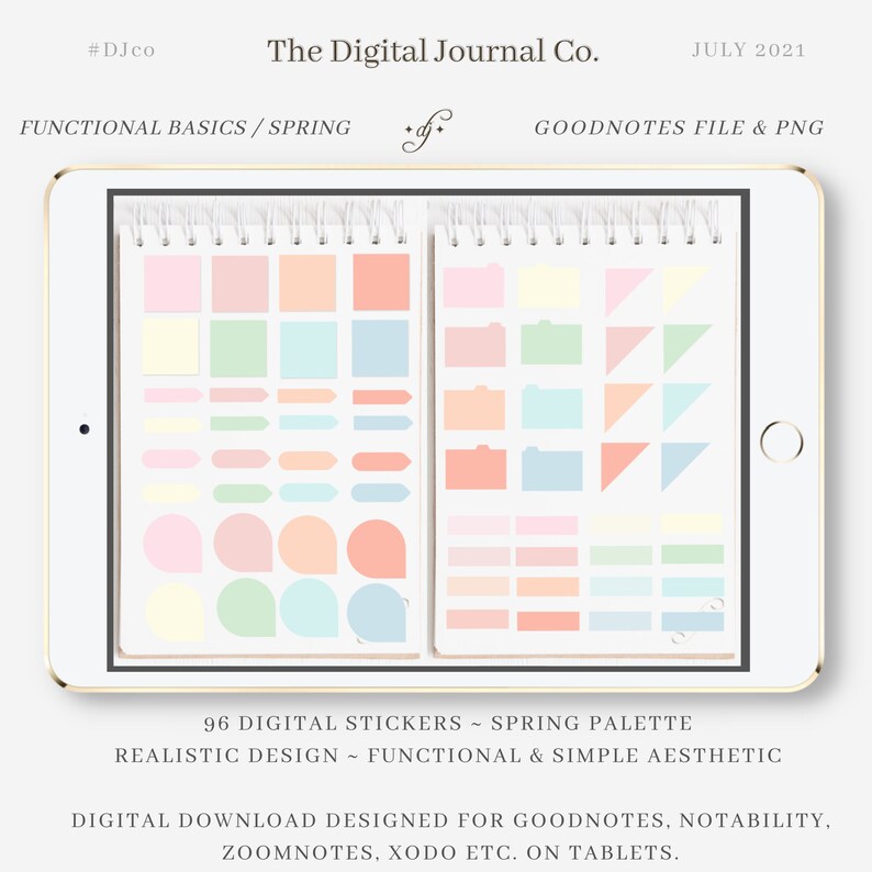 Functional Basics / Spring / 96 Djco digital Stickers - Etsy