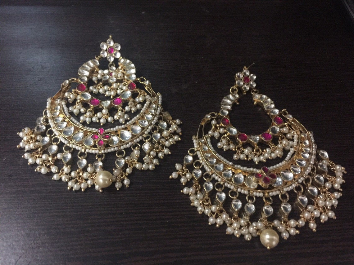 Kundan ChandbaliDesigner ChandbaliKundan JewelryPink color | Etsy