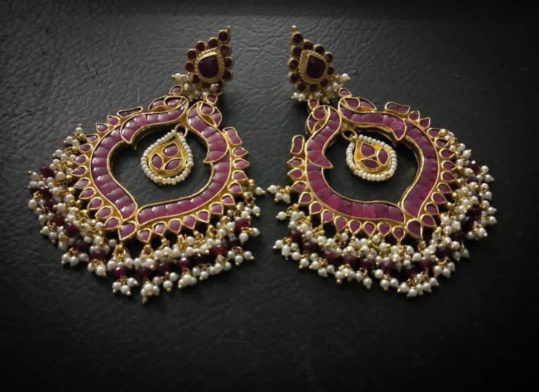 Kundan Earrings Designer Chandbali Handmade Kundan Chandelier Earrings ...