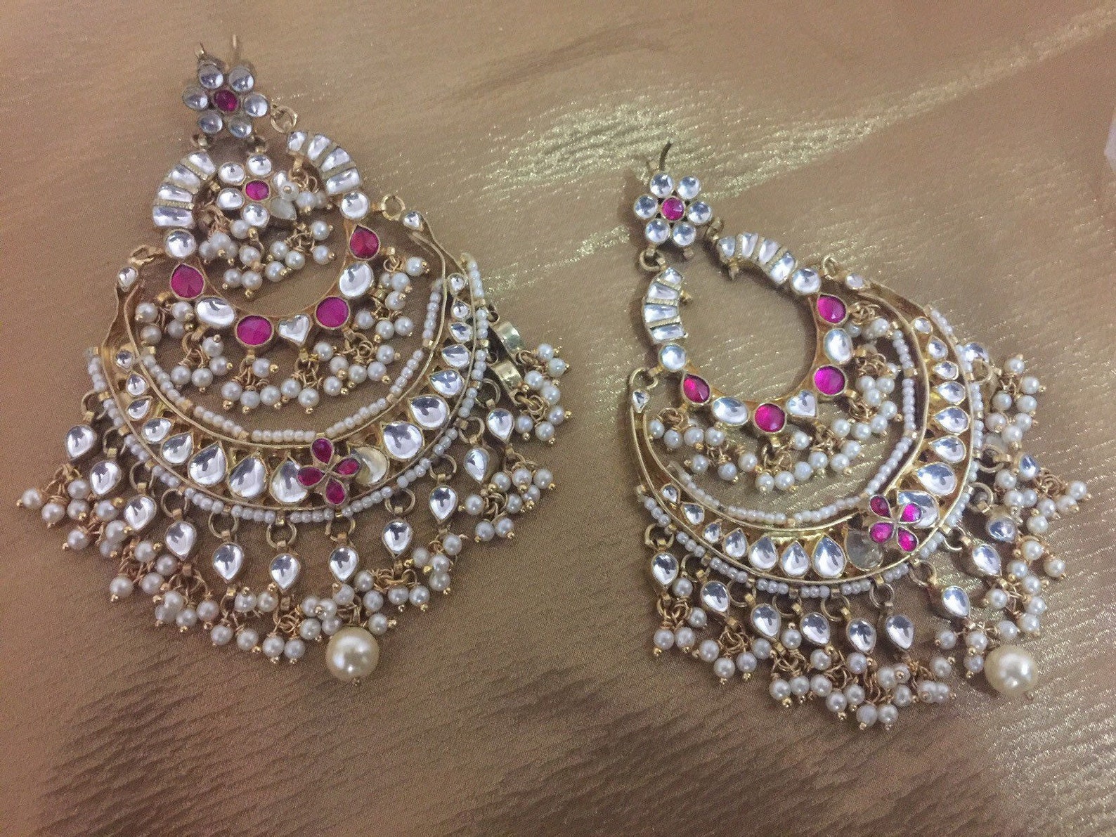 Kundan ChandbaliDesigner ChandbaliKundan JewelryPink color | Etsy