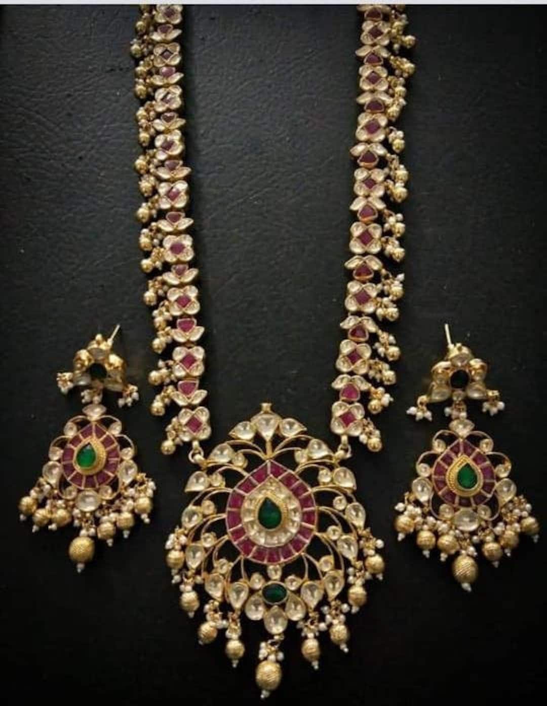 Kundan Jewelry,polki Ranihaar Long Necklace,gold Plated Indian Wedding ...