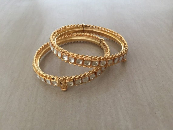 Kundan Bangles Pair Sabyasachi jewelry Bridal Bracelets Indian Traditional Openable Ethnic Heritage Bangle Kada Punjabi Wedding Jewelry