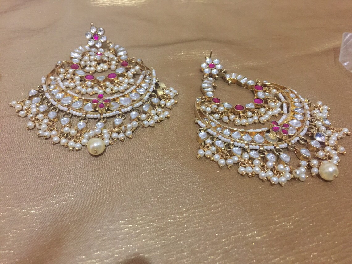 Kundan ChandbaliDesigner ChandbaliKundan JewelryPink color | Etsy
