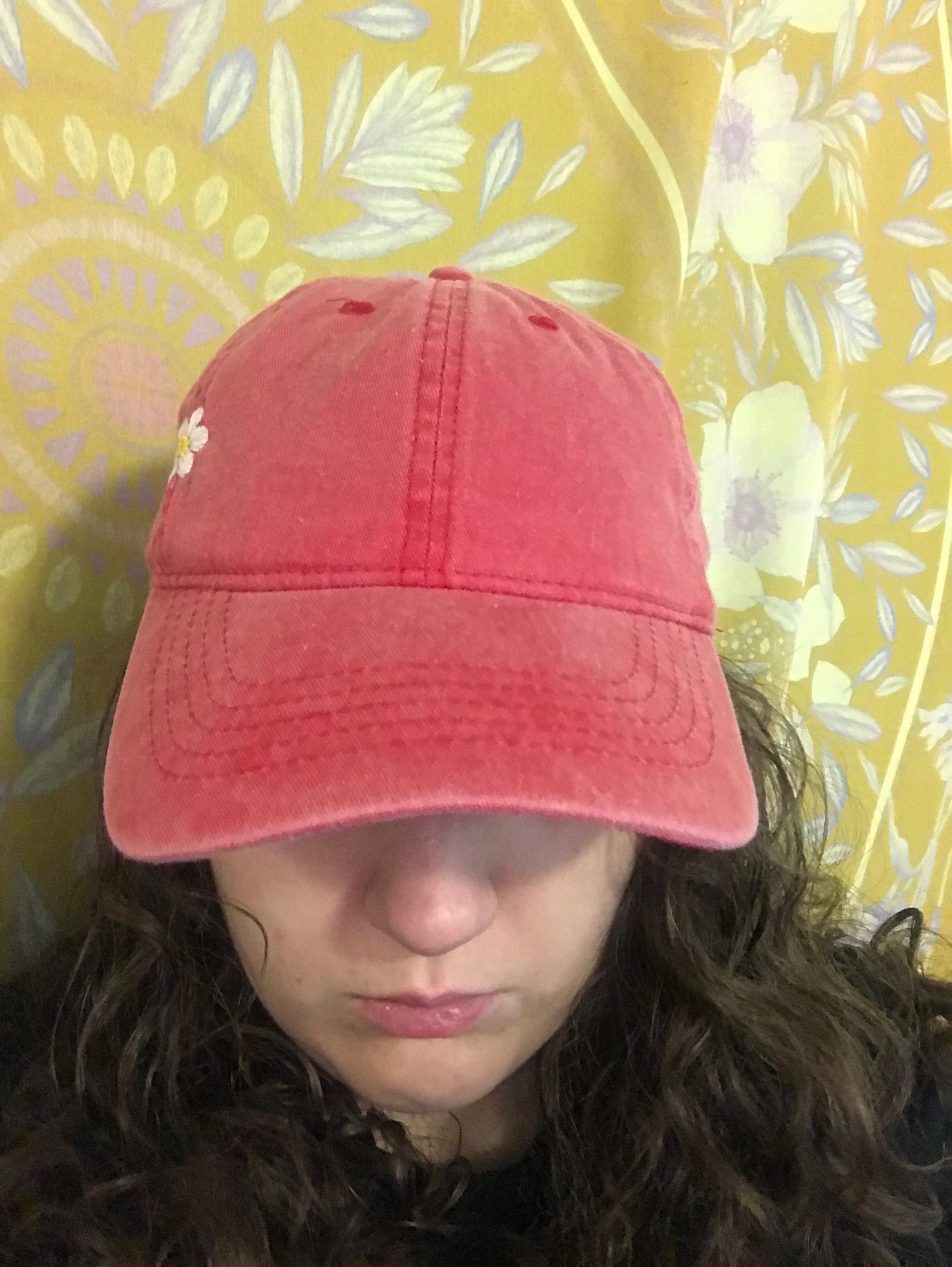 Red Baseball Cap With White Embroidered Flowers - Etsy