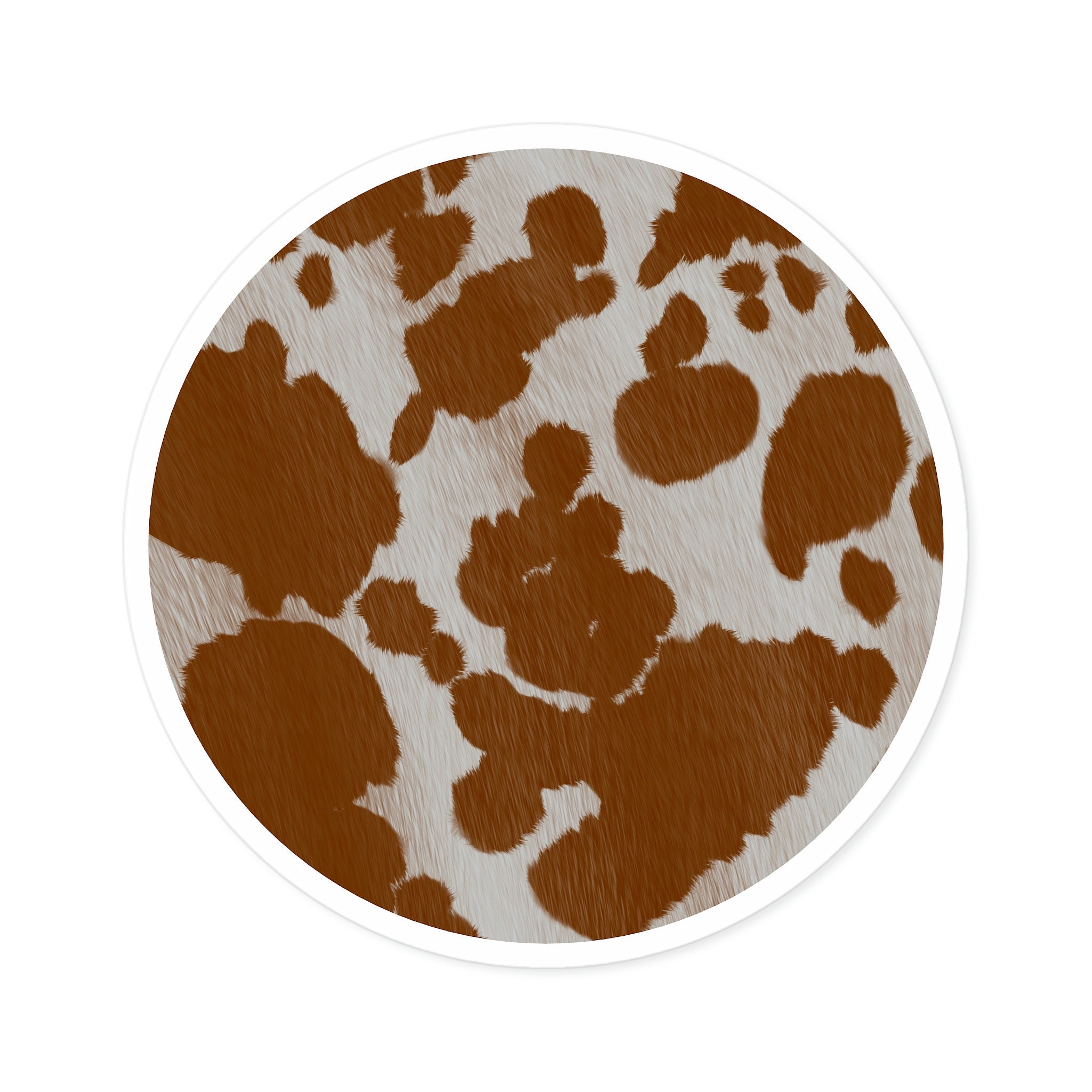 Cow Print, Light Brown, Round Stickers, Indooroutdoor - Etsy