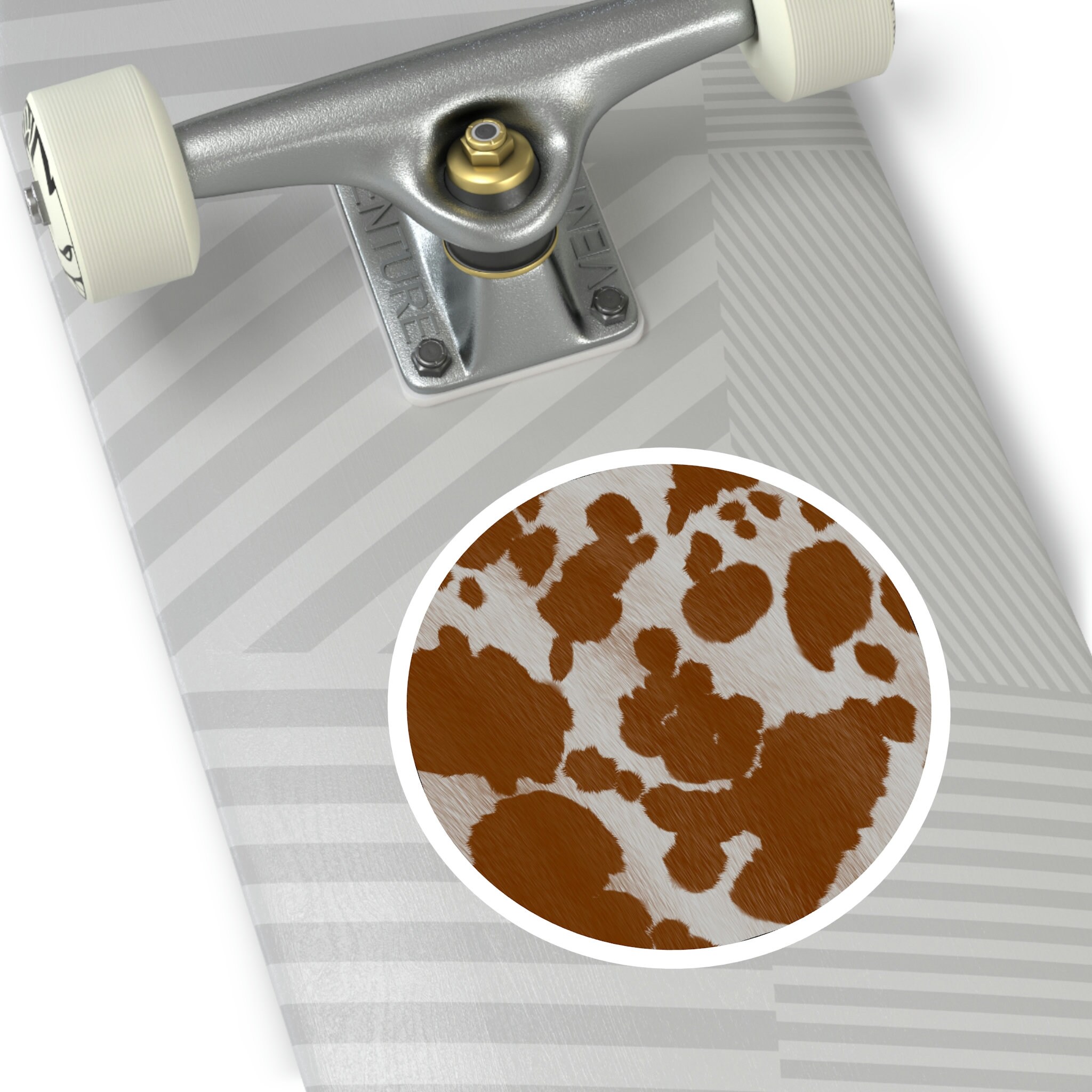 Cow Print, Light Brown, Round Stickers, Indooroutdoor - Etsy