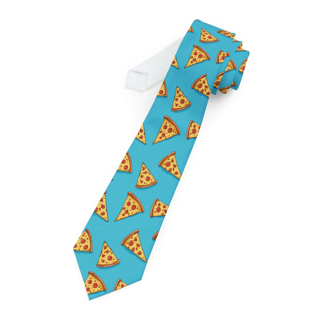 Blue Pizza Slice Tie Men's Tie Men's Gift Gifts for Him Valentines Gift ...