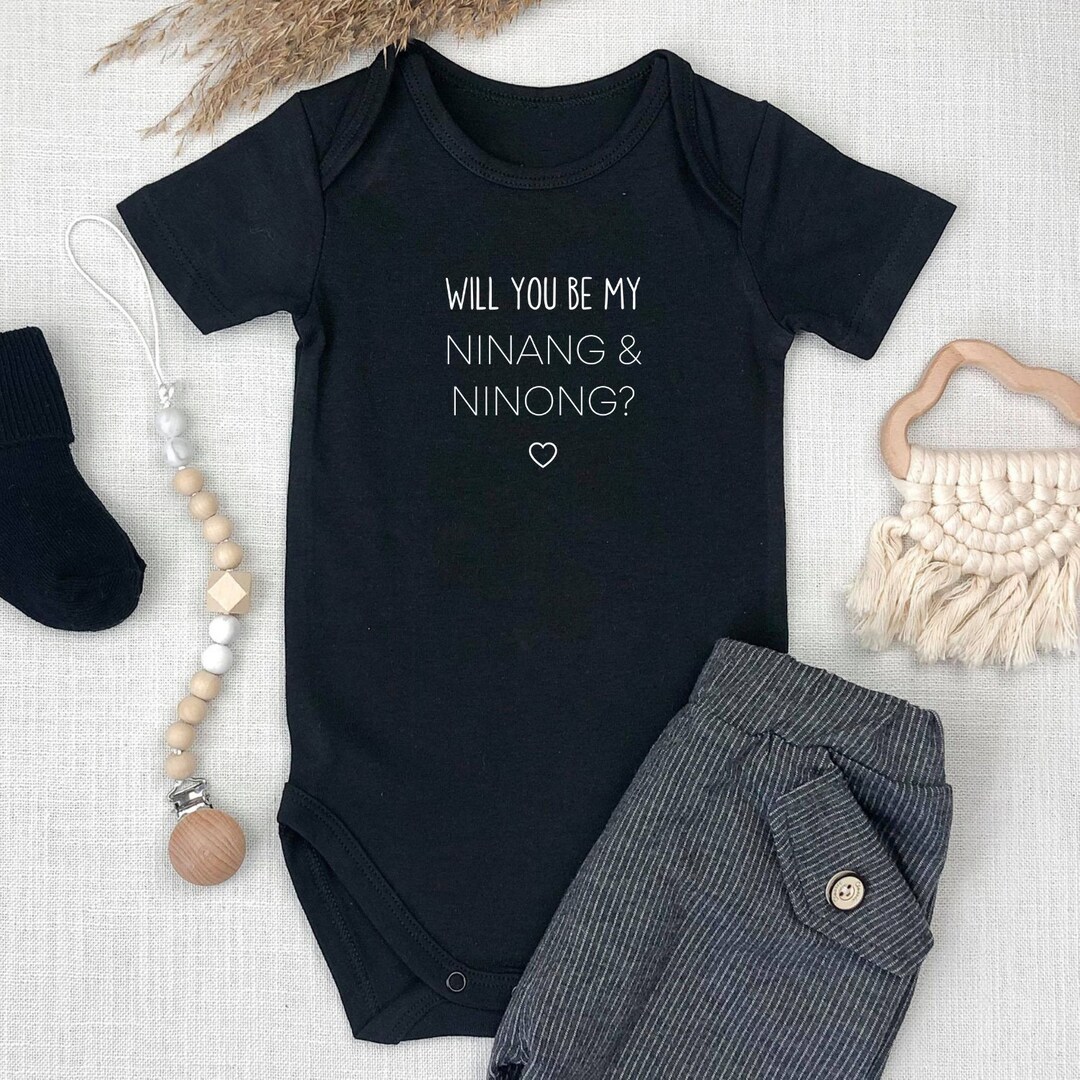 Will You Be My Ninang And Ninong Godmother Godfather Tagalog Filipino Philippines Ethnic Onesie