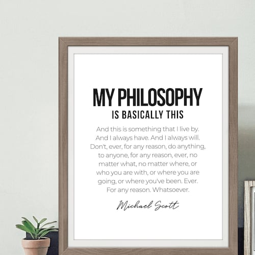 Michael Scott Quote My Philosophy Wall Art the Office Art | Etsy