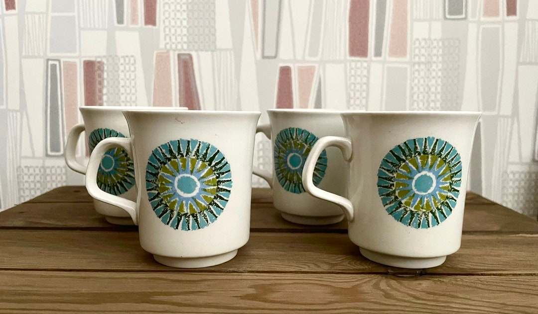 Vintage J&g Meakin Aztec Coffee Cups and Saucers Set of 4 - Etsy UK