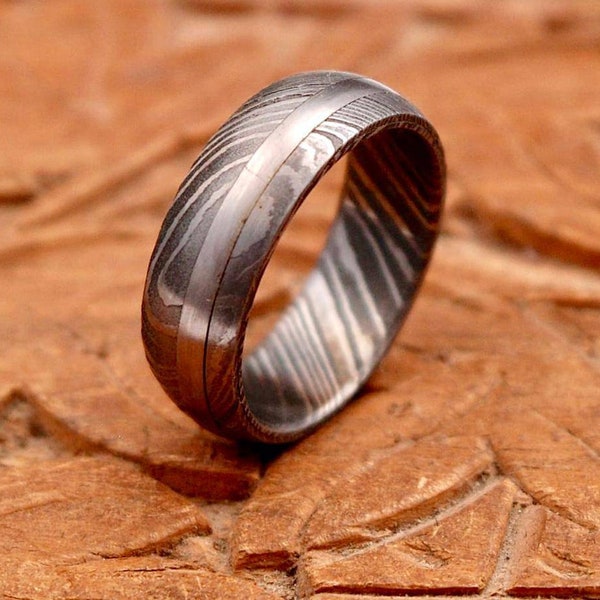 Titanium Damascus Ring - Etsy