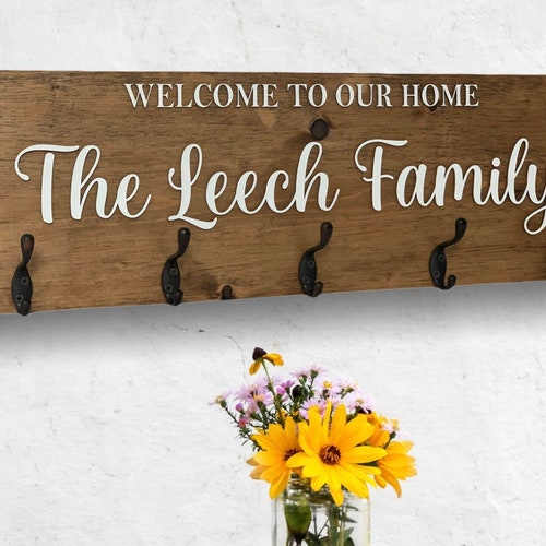 Custom Welcome Coat Rack Wall Mount W 3D Raised Lettering - Etsy