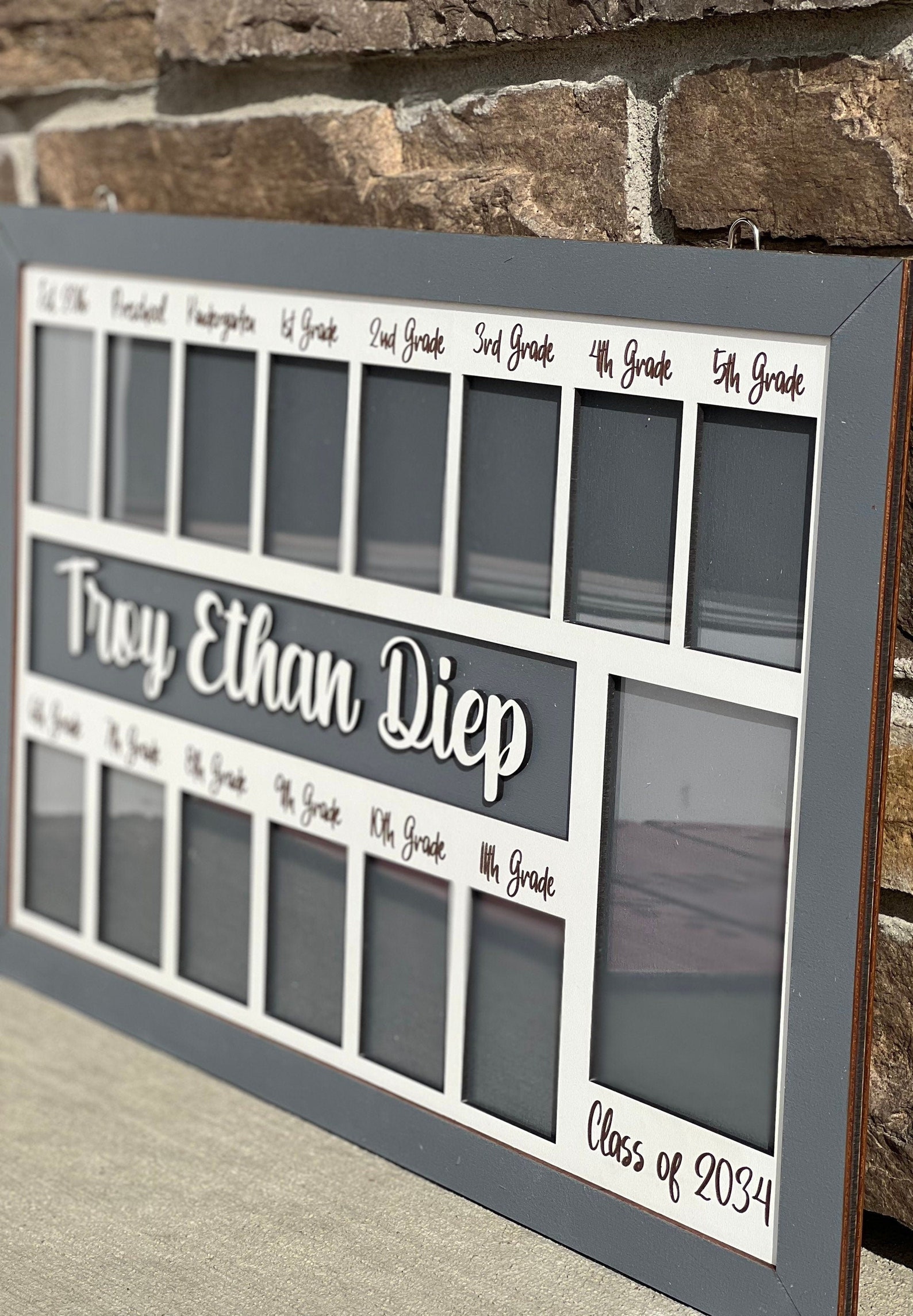 3D Pre-k-12 School Years Picture Frame gray Stain - Etsy