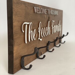 Custom Welcome Coat Rack Wall Mount W 3D Raised Lettering Personalized ...