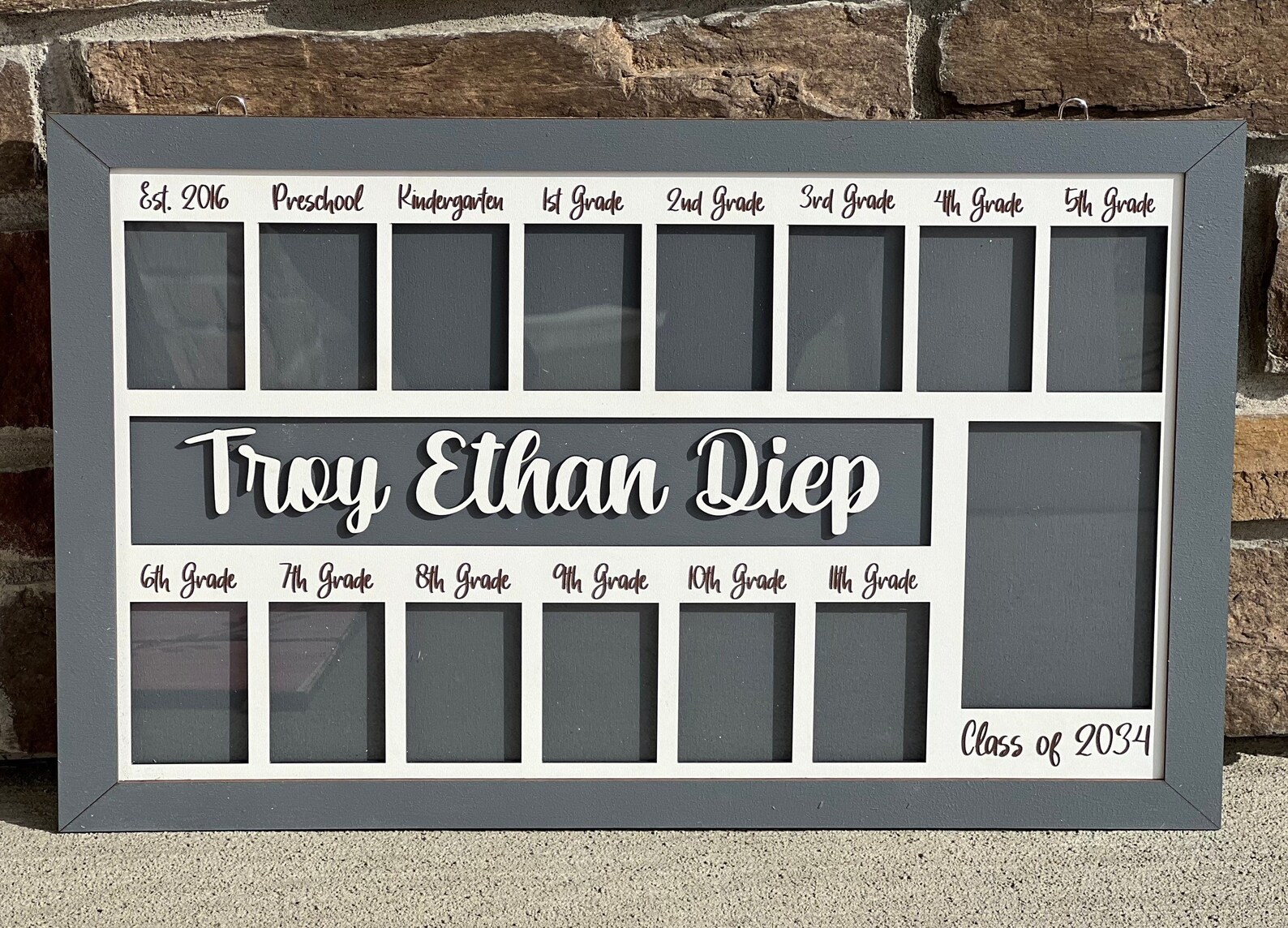 3D Pre-k-12 School Years Picture Frame gray Stain - Etsy
