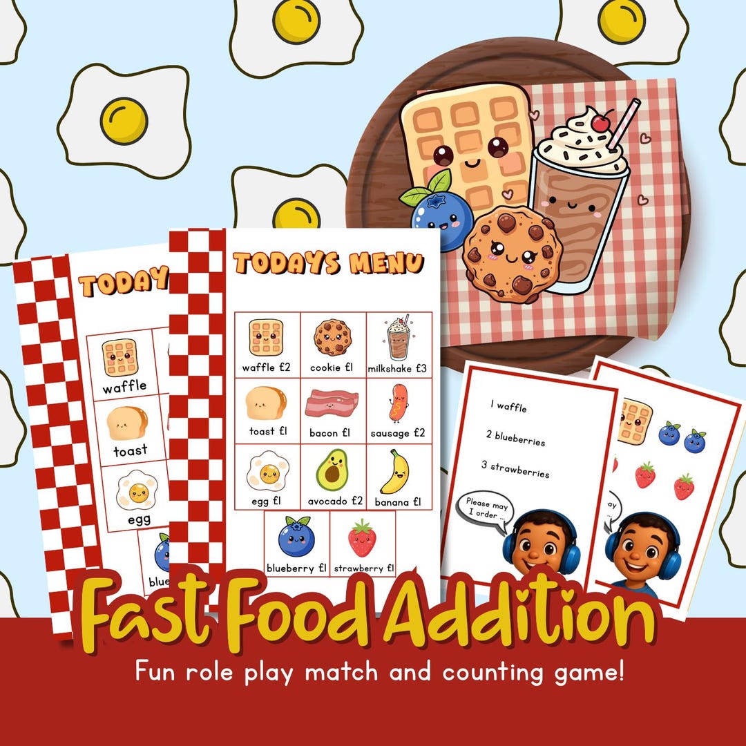 Fast Food Addition Game - Hands on Learning - Autism, ADHD and Dyslexia ...