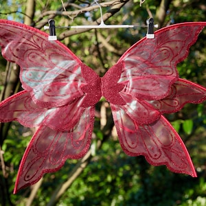 Red Whisper Fairy Wings. Red Iridescent Organza Fairy Wings. Fairy ...