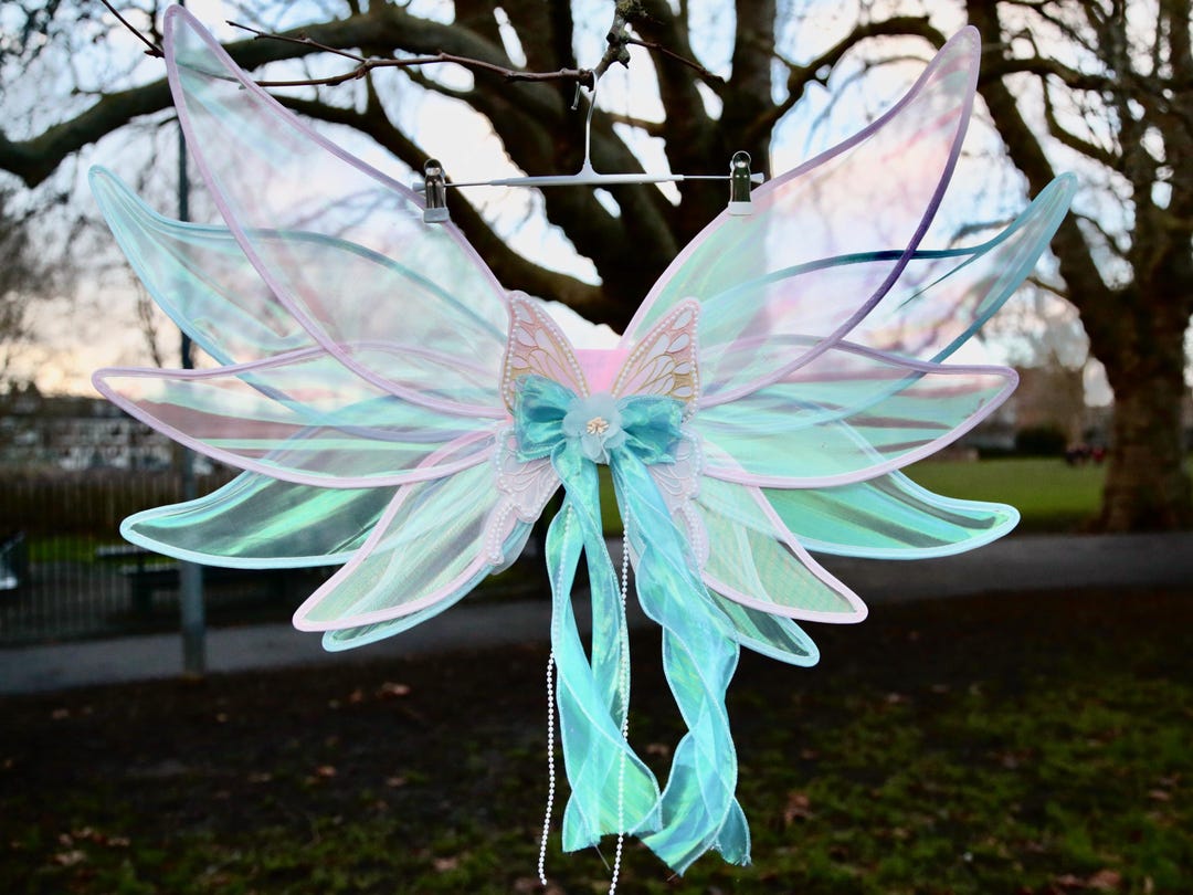 Fairy Wings. Beautiful Large Iridescent Pink and Turquoise Blue ...