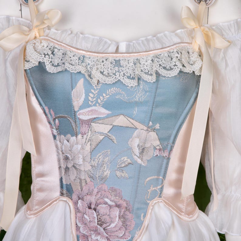 Overbust Corset. Beautiful French Vintage Square Neck Renaissance ...