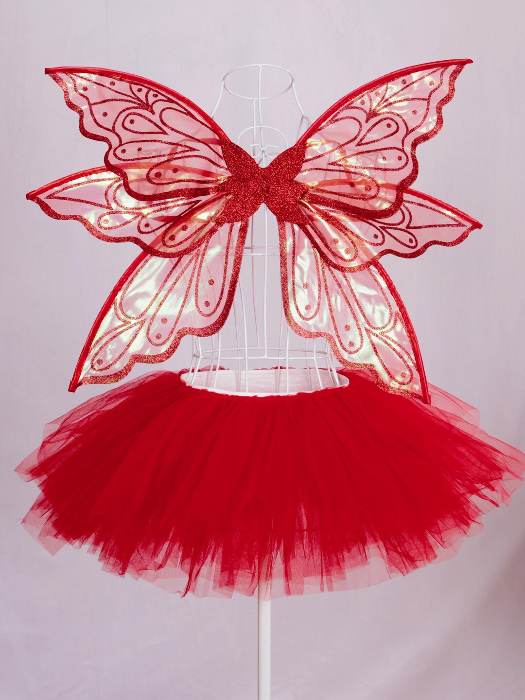 Red Whisper Fairy Wings. Red Iridescent Organza Fairy Wings. Fairy ...
