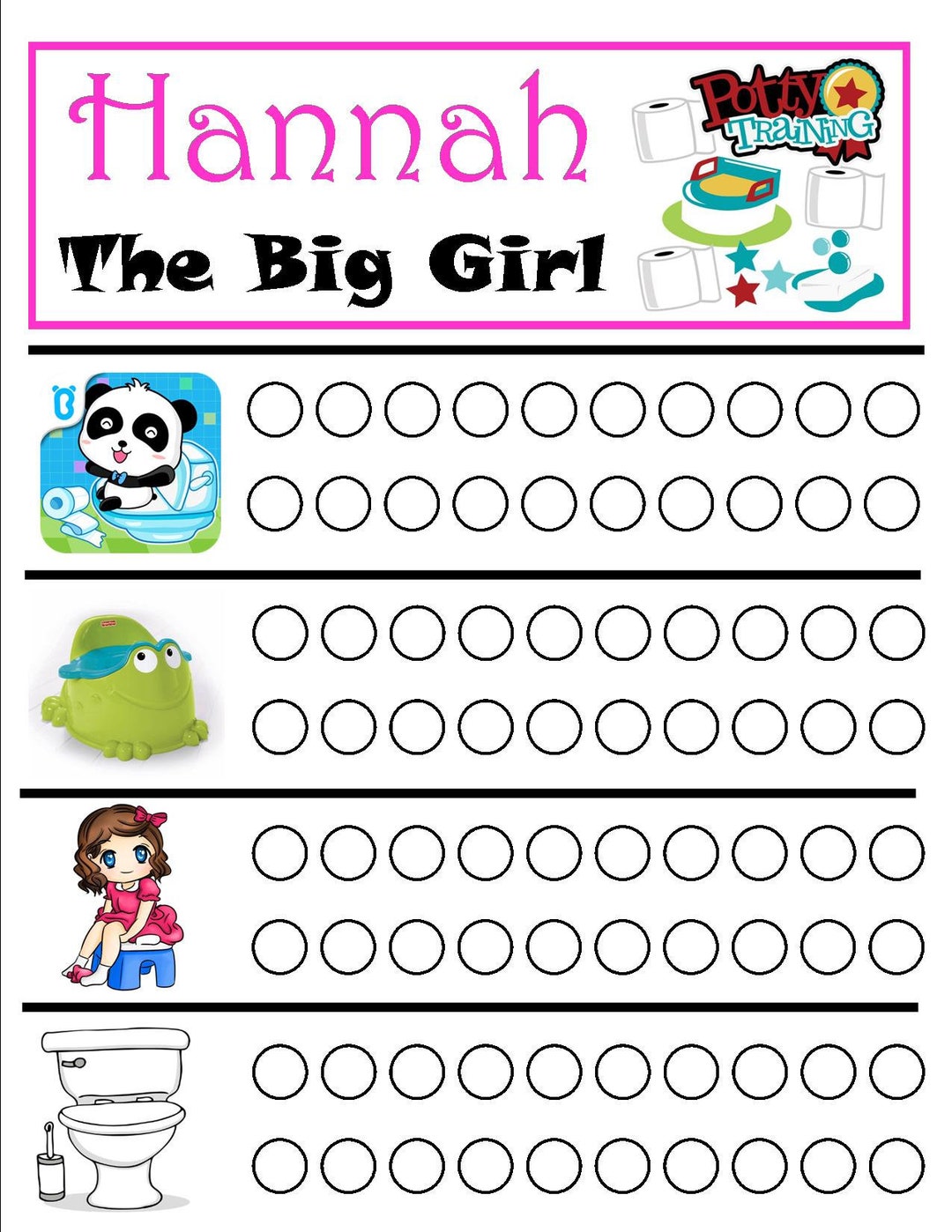 Personalized Potty Chart Download - Etsy