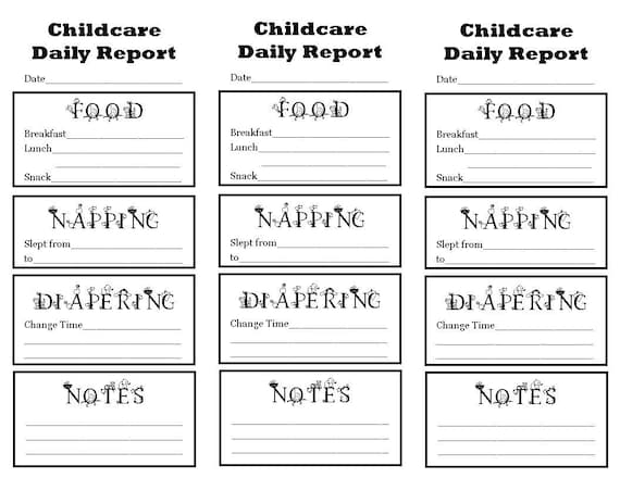 Childcare Daily Report | Etsy