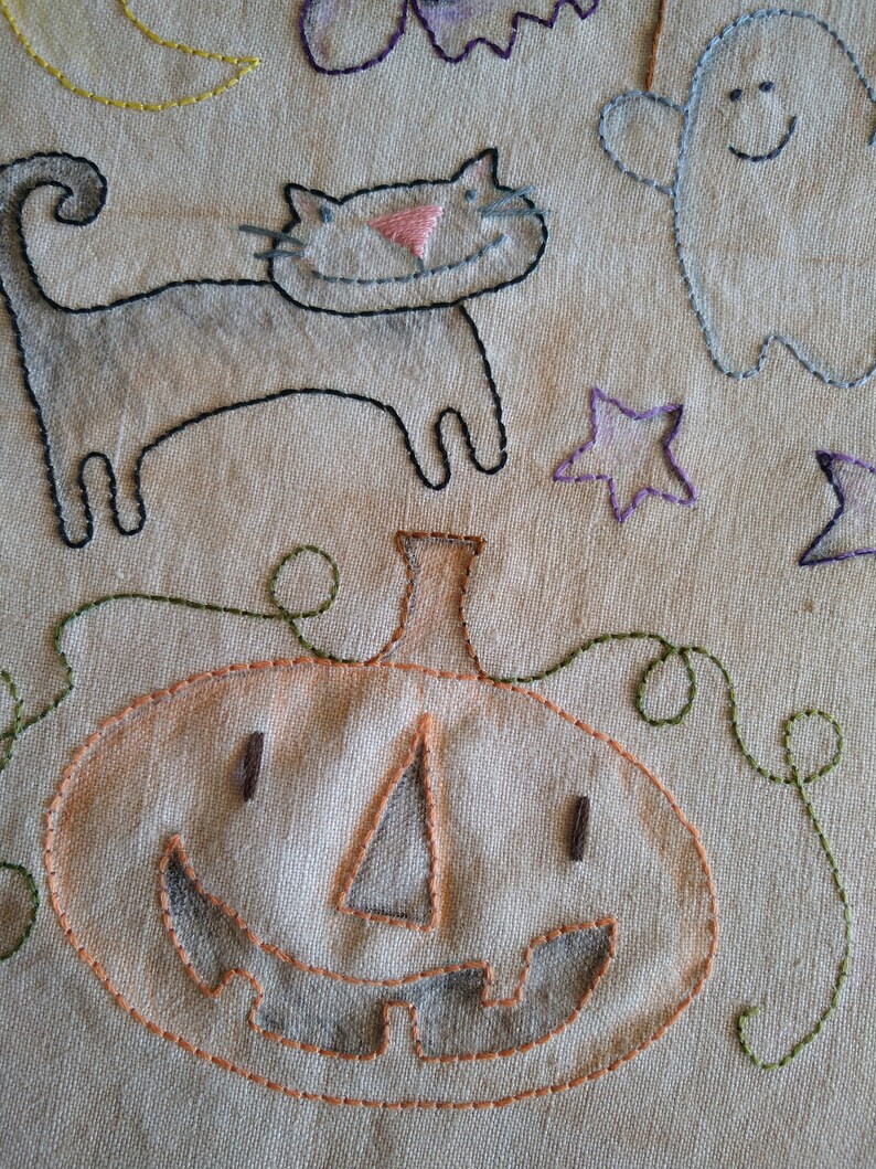 Spooky Halloween Embroidery Pattern: Primitive Stitchery (PDF) - Etsy