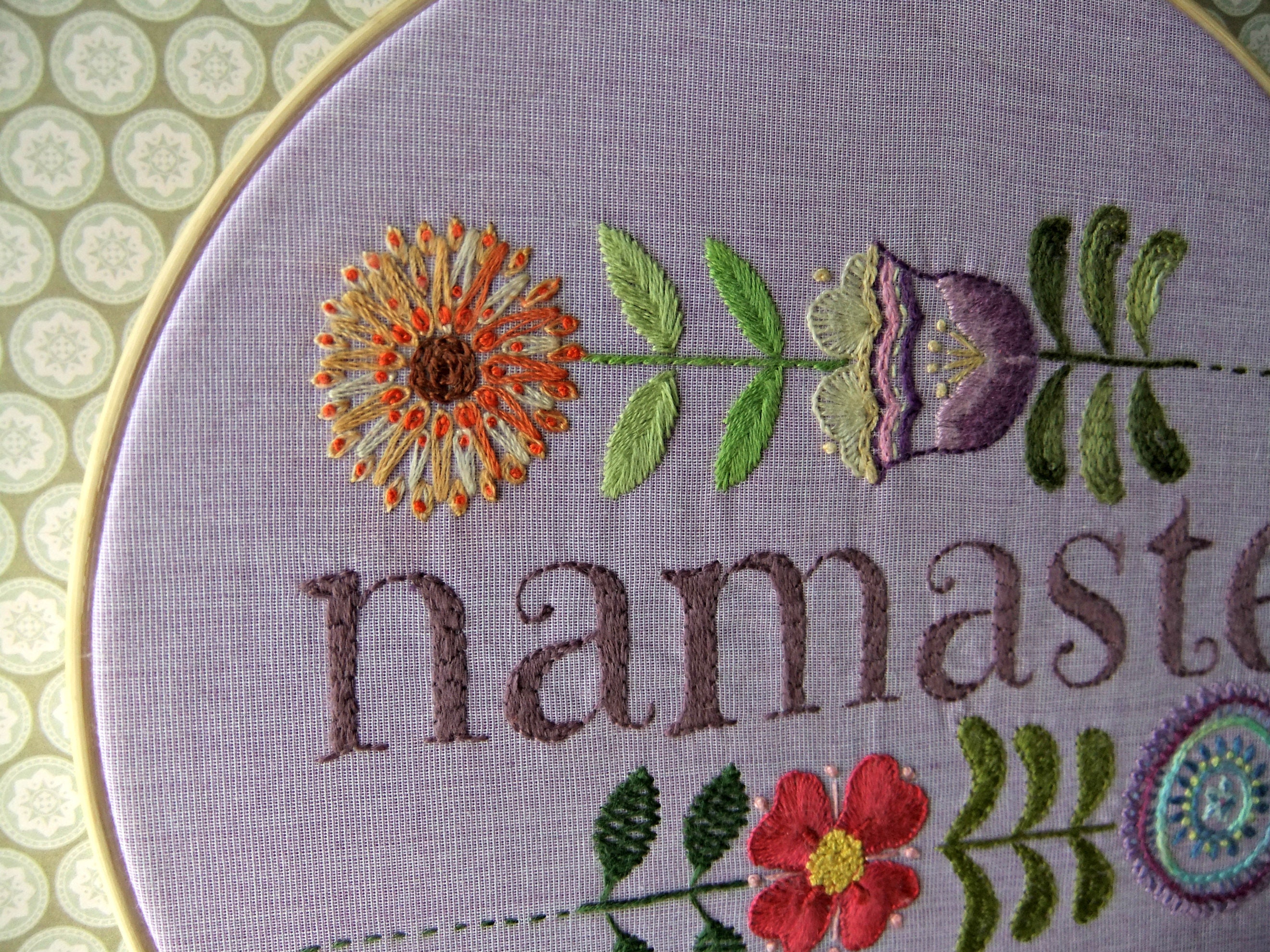 Namaste Hoop Yoga Meditation Sign Hand Embroidered Spiritual - Etsy