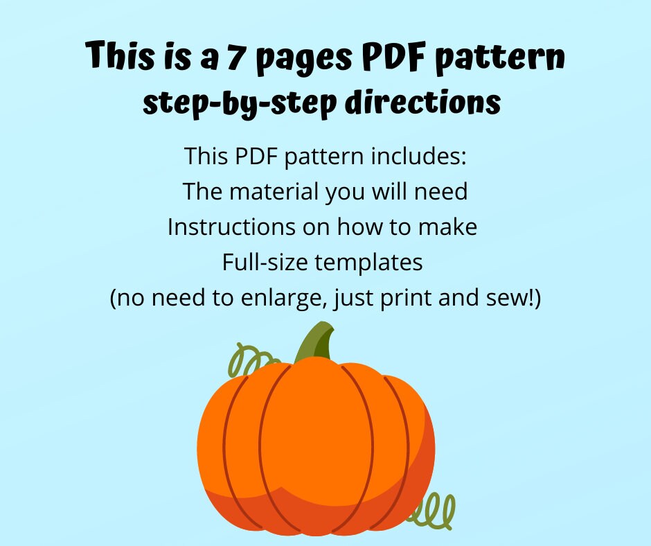 Pumpkin PDF Pattern - Small Pumpkin Sewing PDF - Sewing Pattern ...