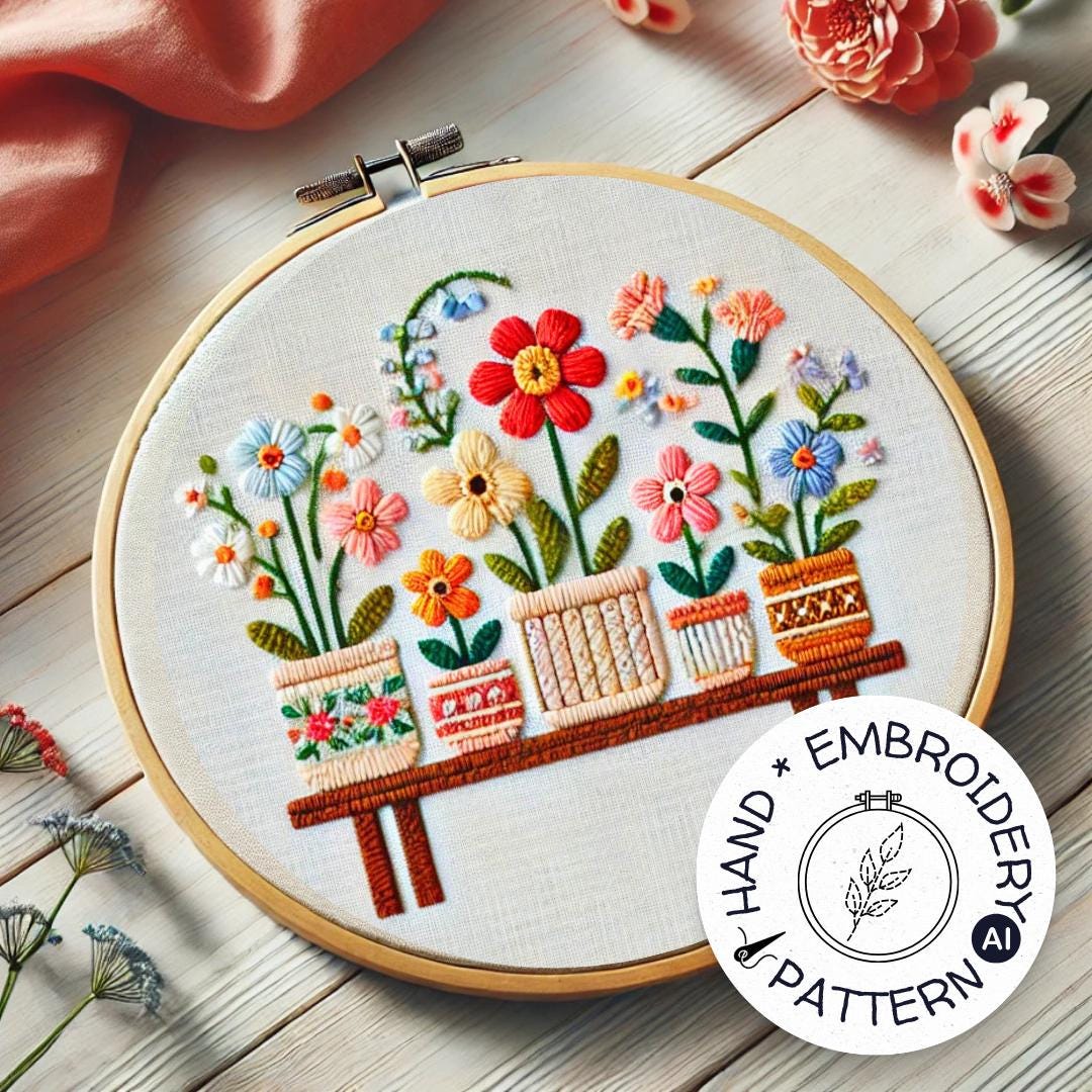 Flourish Embroidery Pattern PDF | Blooming Garden Design | Beginner ...
