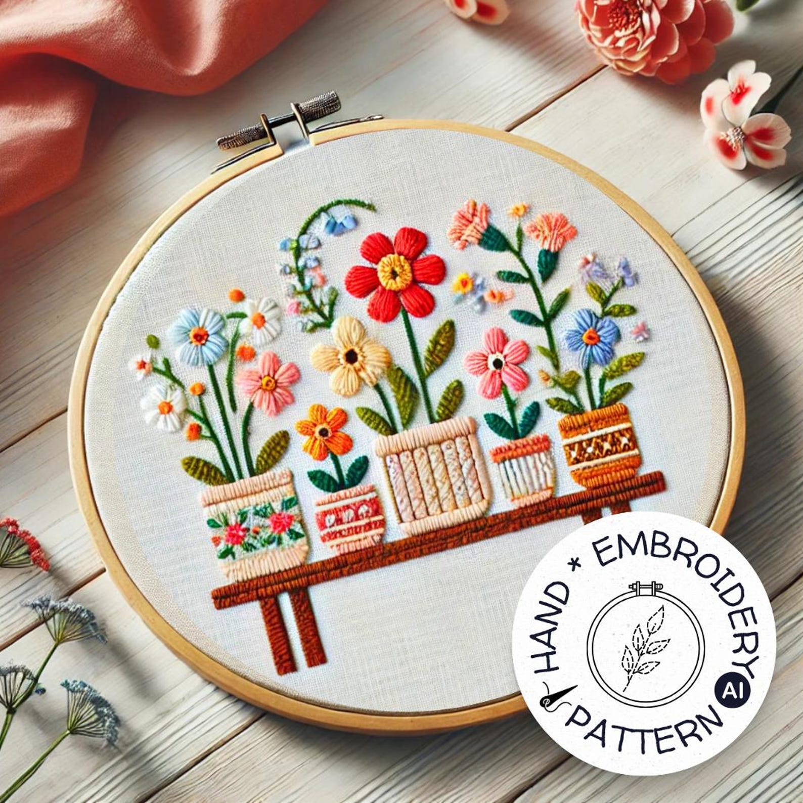 Flourish Embroidery Pattern PDF | Blooming Garden Design | Beginner ...