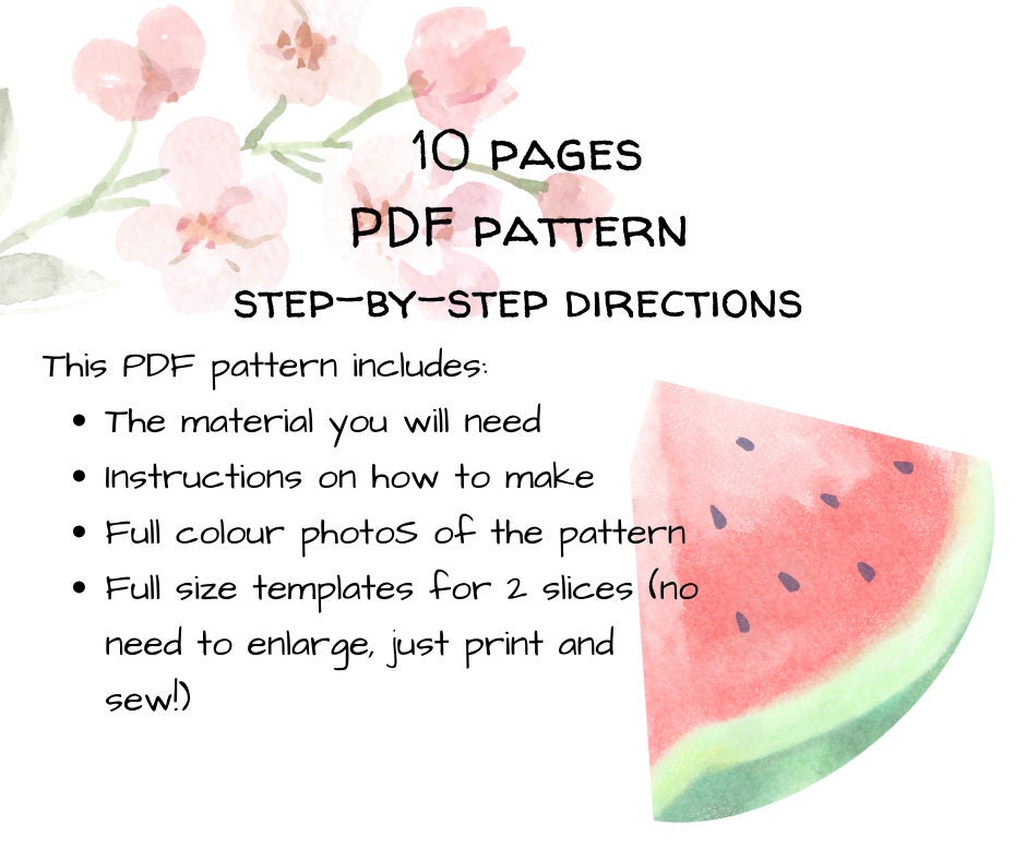 Watermelon Ornament Sewing PDF Pattern: Bowl Filler & Pincushion ...