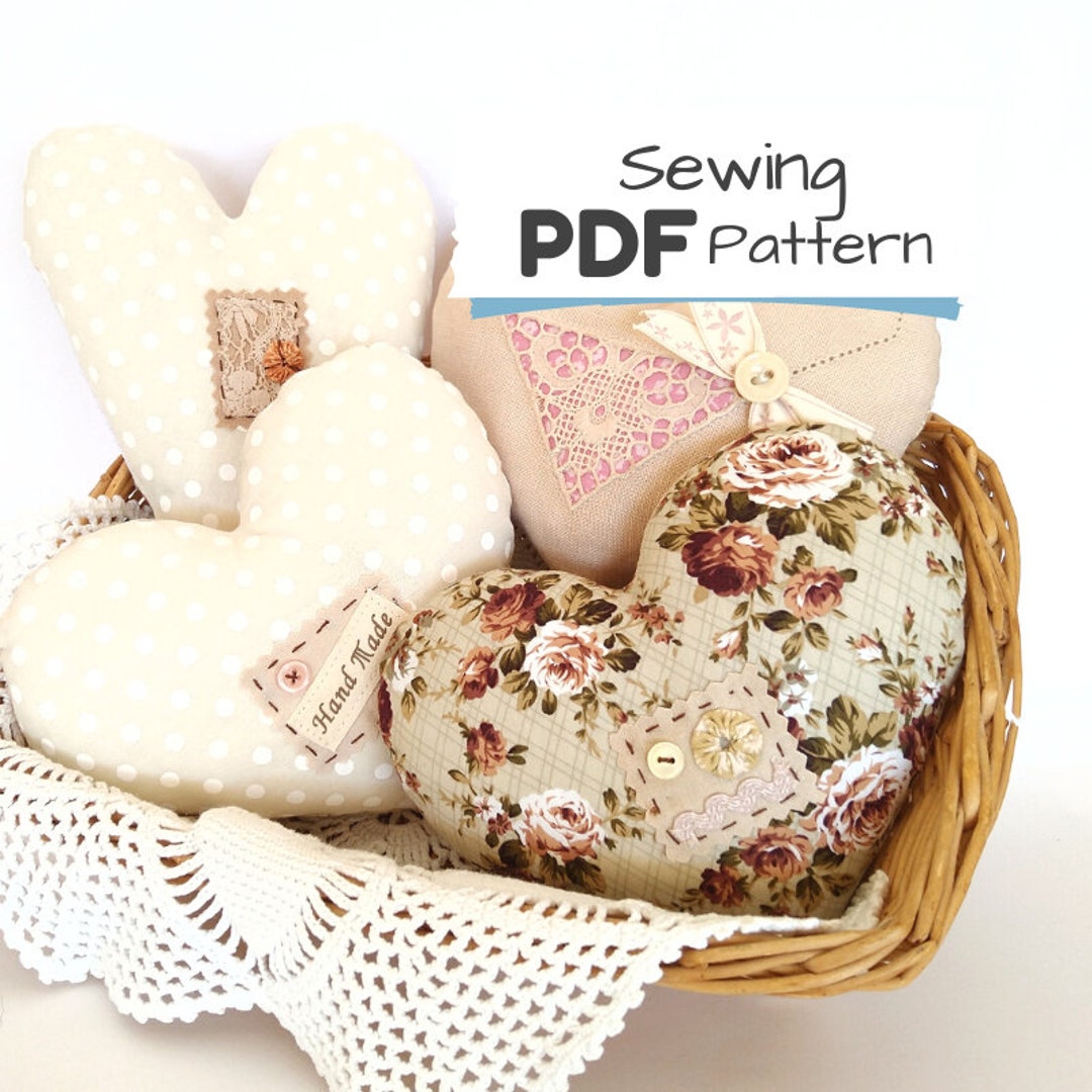 Fabric Hearts Sewing Pattern — 8 Templates, 3 Methods | Fun, Quick ...