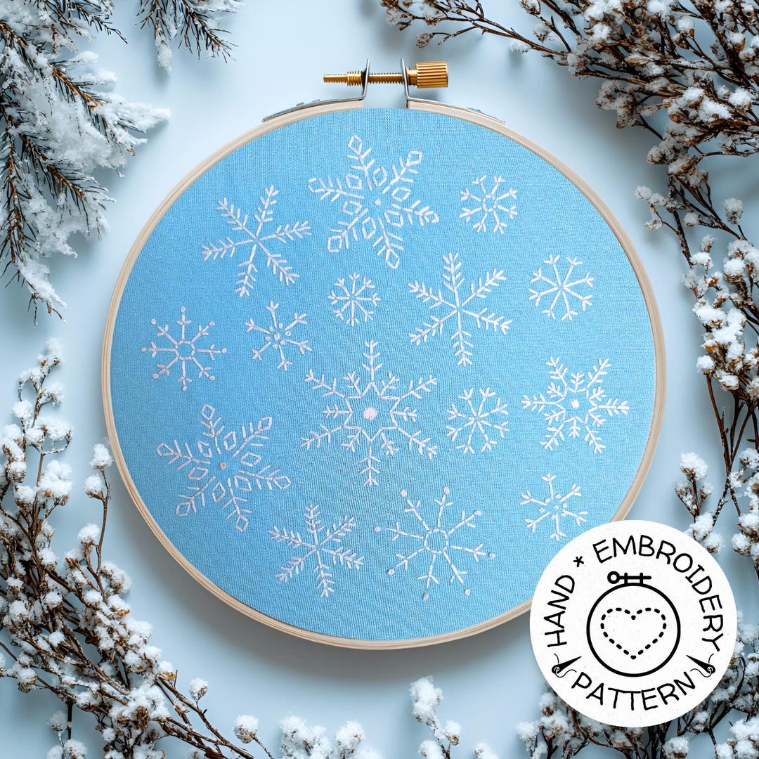 Nordic Snowflake Hand Embroidery Pattern - Beginner Friendly Digital ...