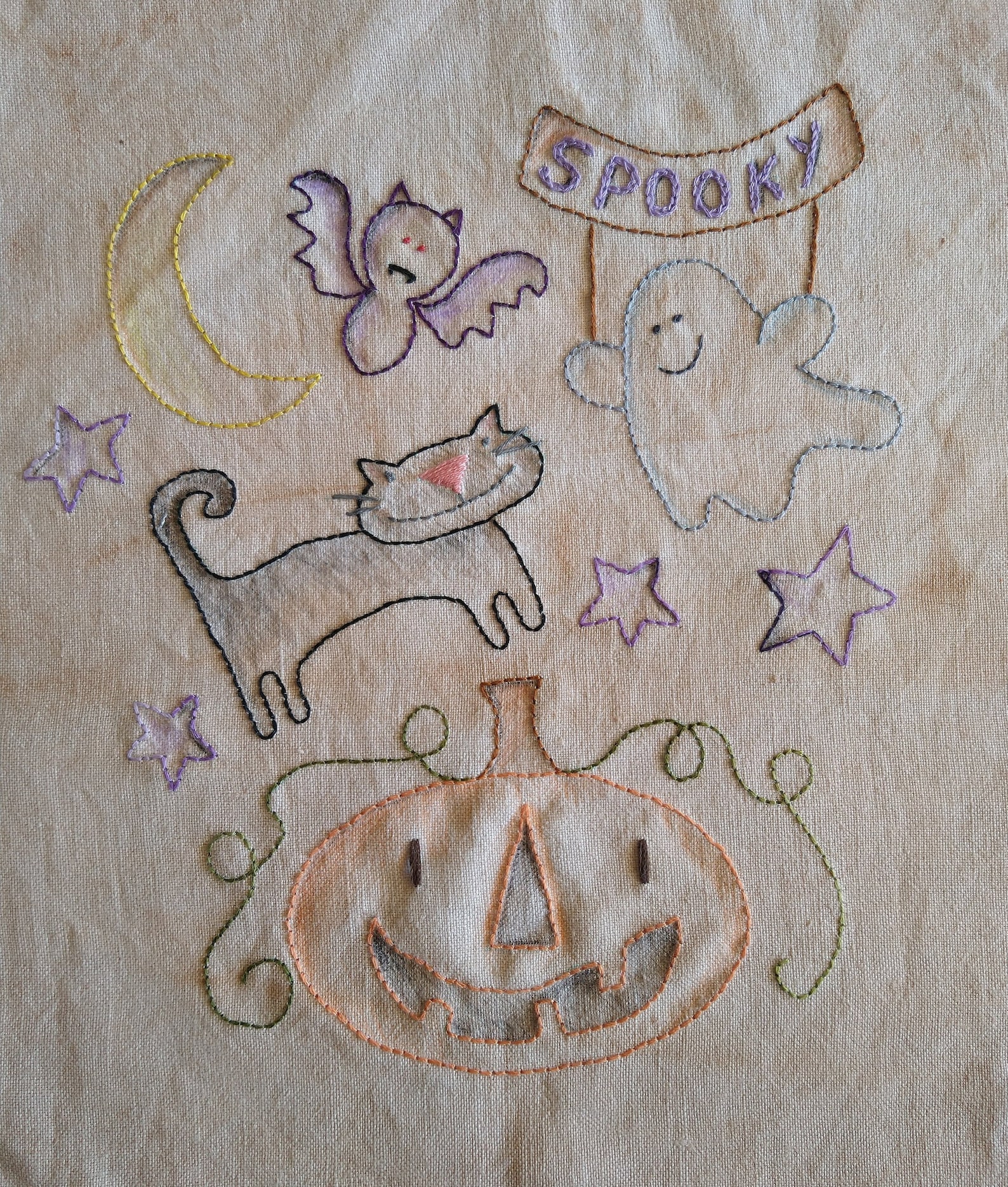 Spooky Halloween Embroidery Pattern: Primitive Stitchery (PDF) - Etsy