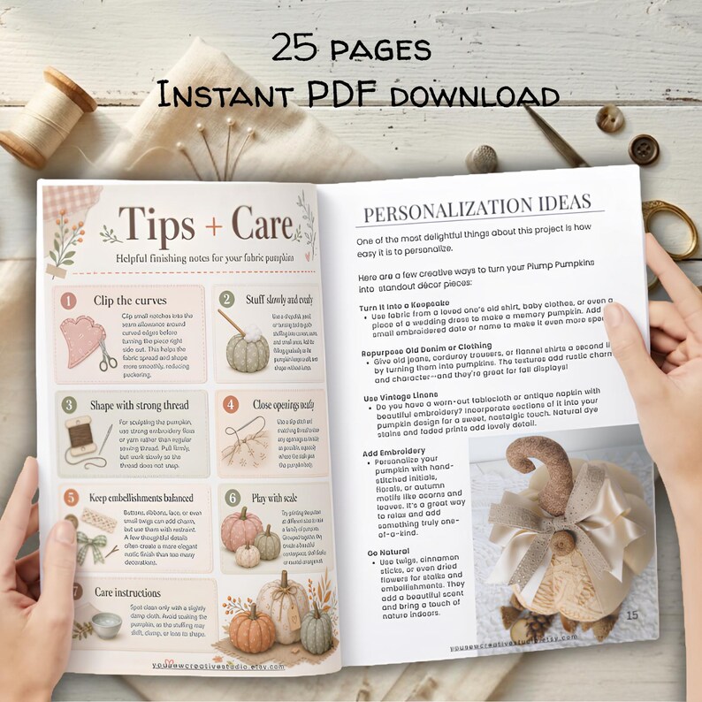 Stuffed Fabric Pumpkin Sewing Pattern · 3 Sizes - Butternut Squash ...