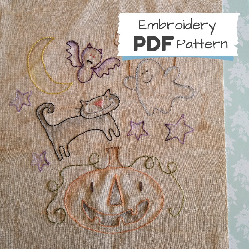 Spooky Halloween Embroidery Pattern: Primitive Stitchery (PDF) - Etsy