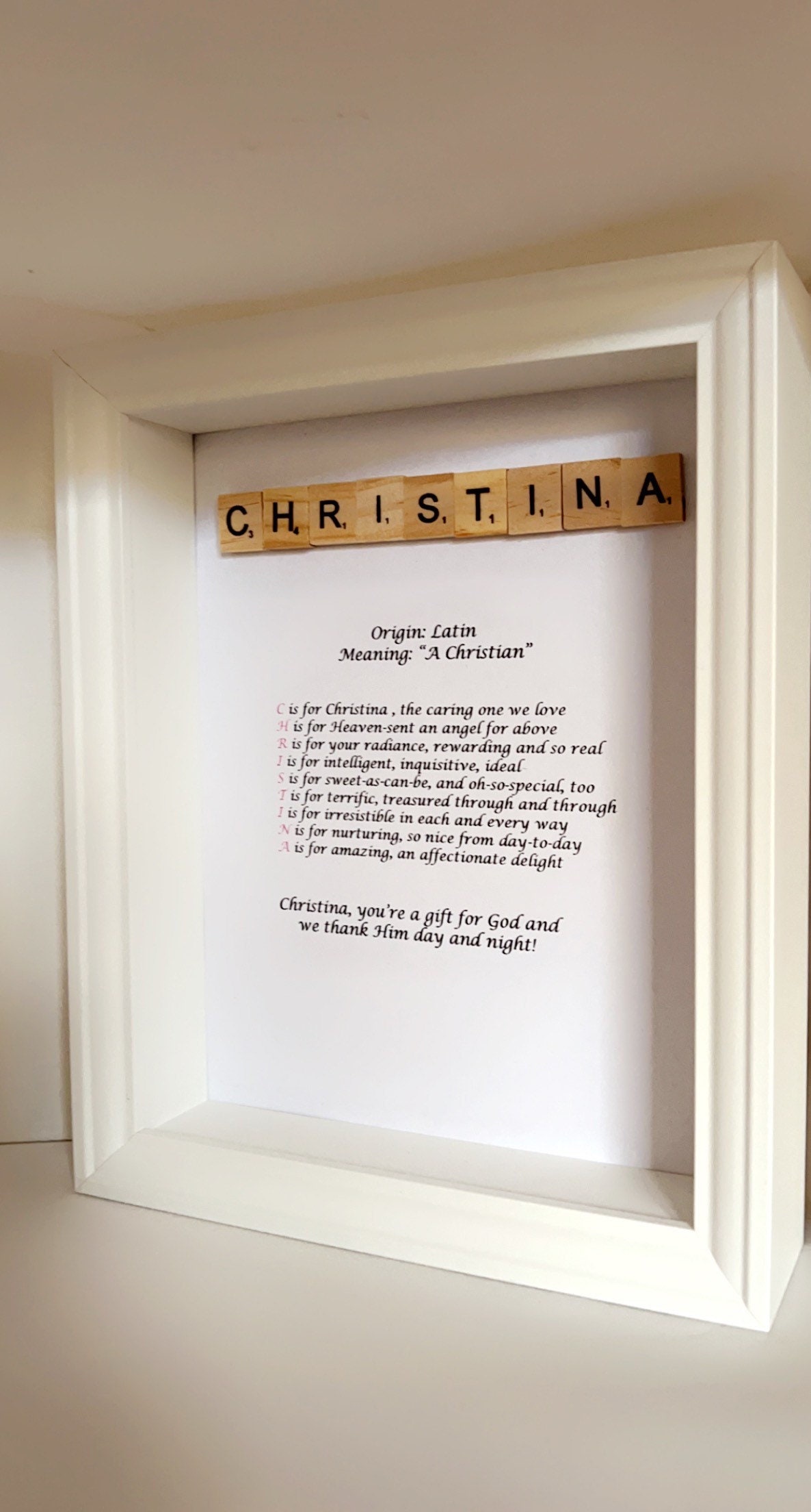 Personalised Name Poem With Scrabble Letter Gifts, Baby Shower, Home ...