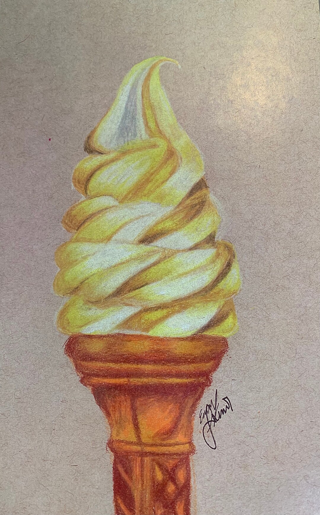 Ice Cream Colored Pencil Drawing - Etsy