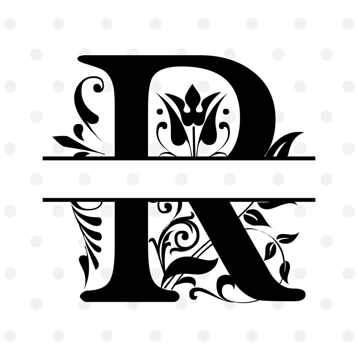 R Initial SVG Monogram Split Letter R Svg Cut File for | Etsy