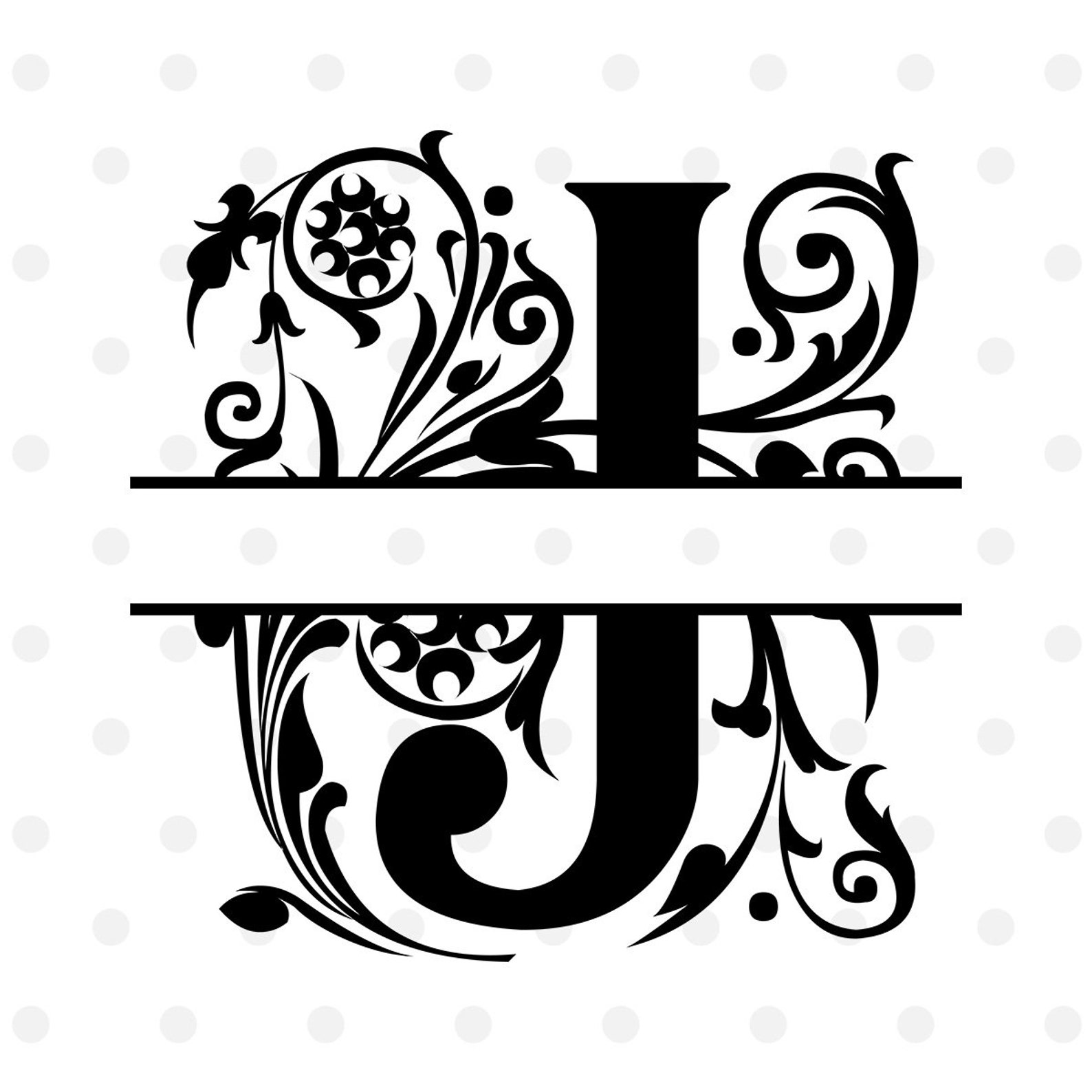 J Initial SVG Monogram Split Letter J Svg Cut File for | Etsy