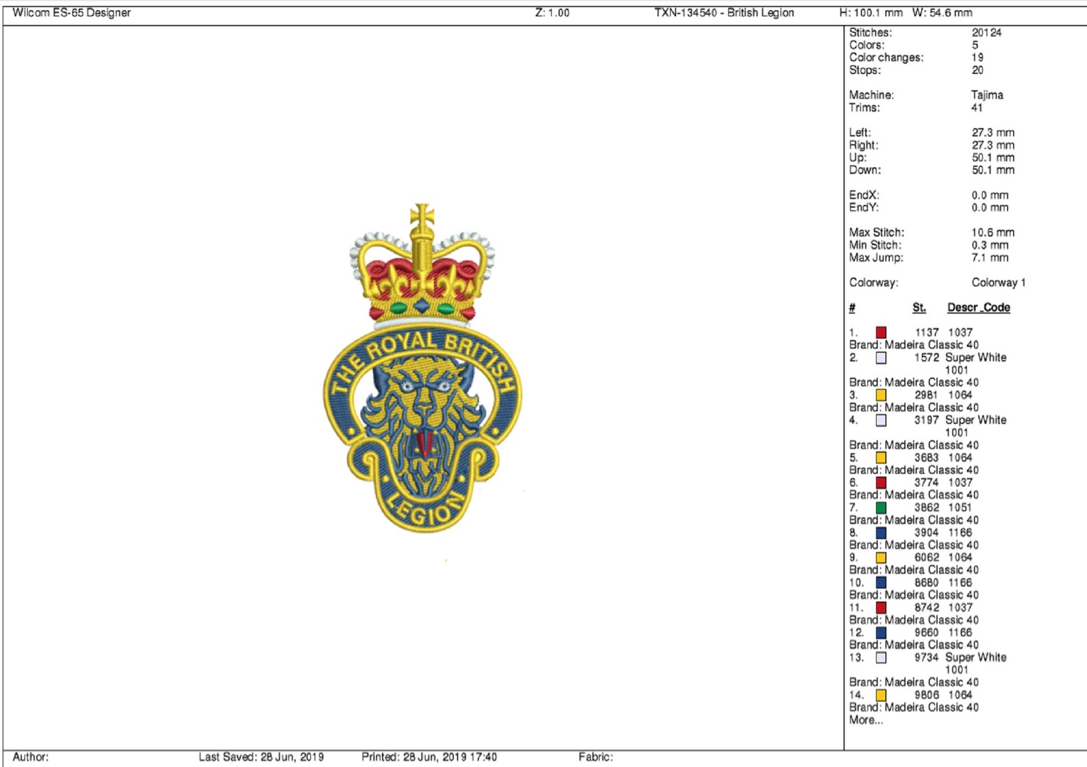 Machine Embroidery Design Royal British Legion Crest Armed - Etsy