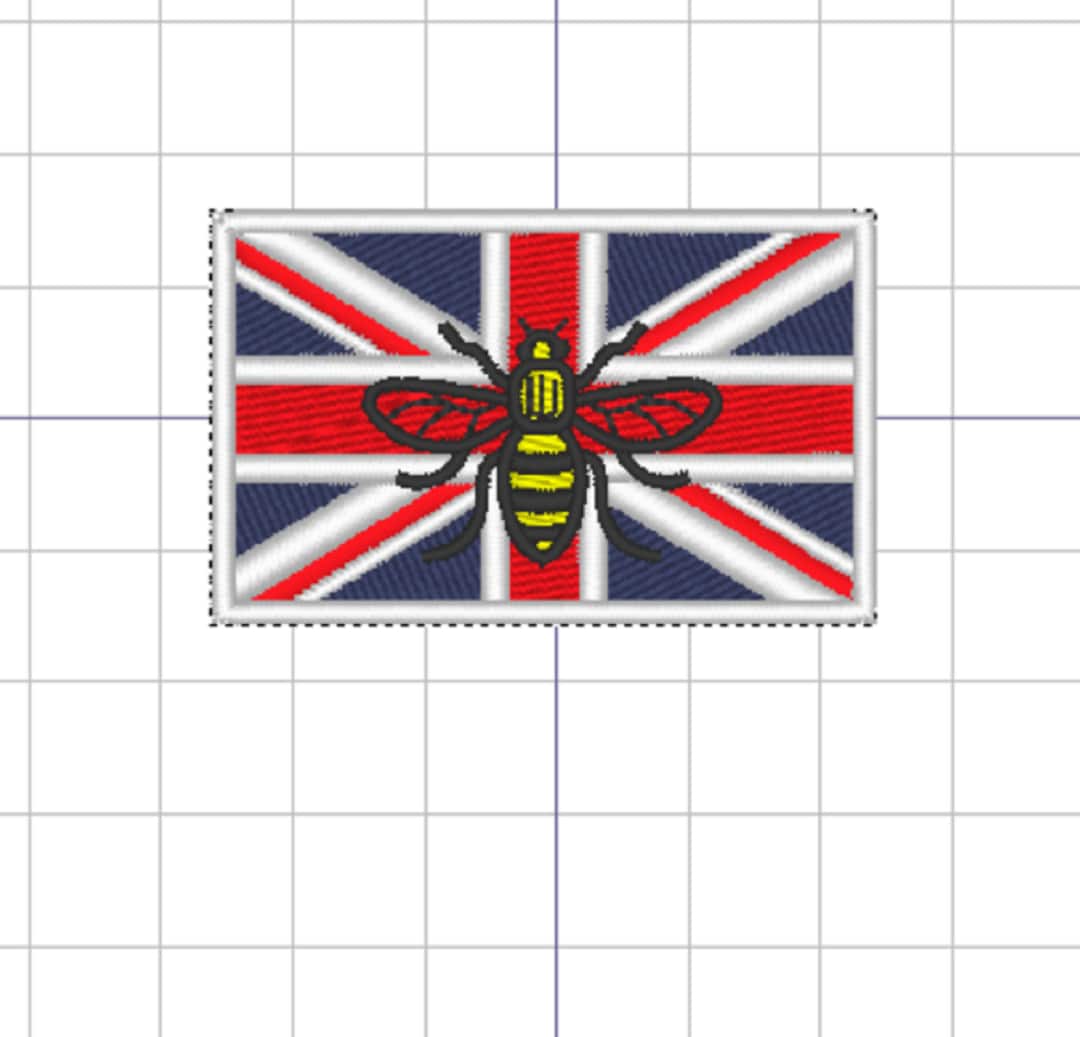 Manchester Bee - Worker Bee Union Jack Flag Mancunian Manc Badge ...