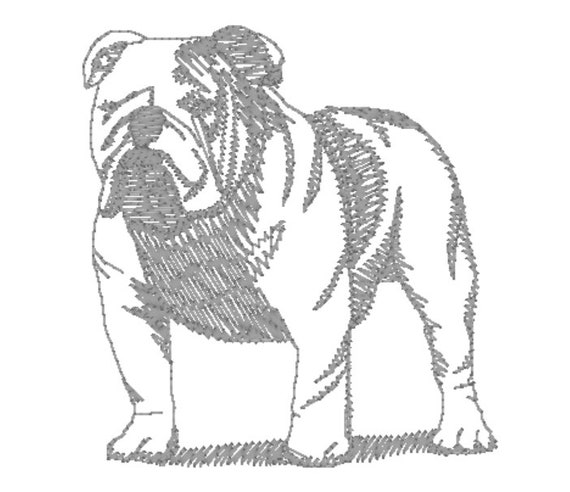 Machine Embroidery Design Bulldog Outline Dog INSTANT - Etsy