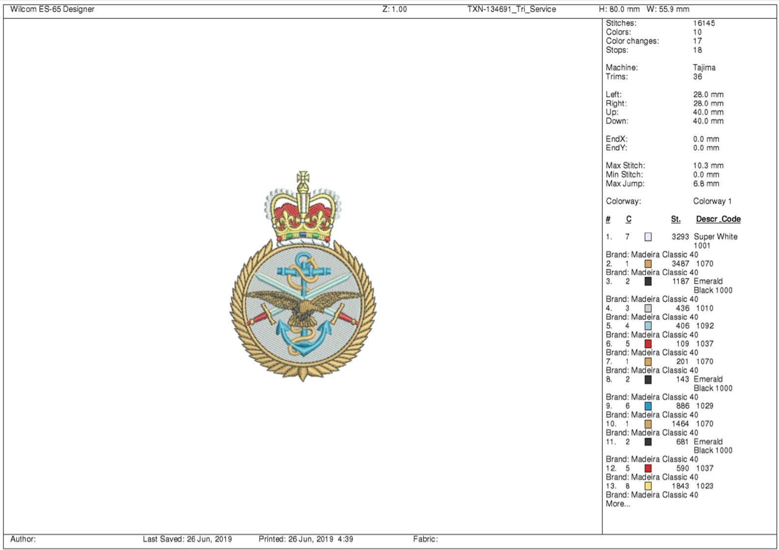 Machine Embroidery Design Tri Service Crest Armed Forces Military Army ...