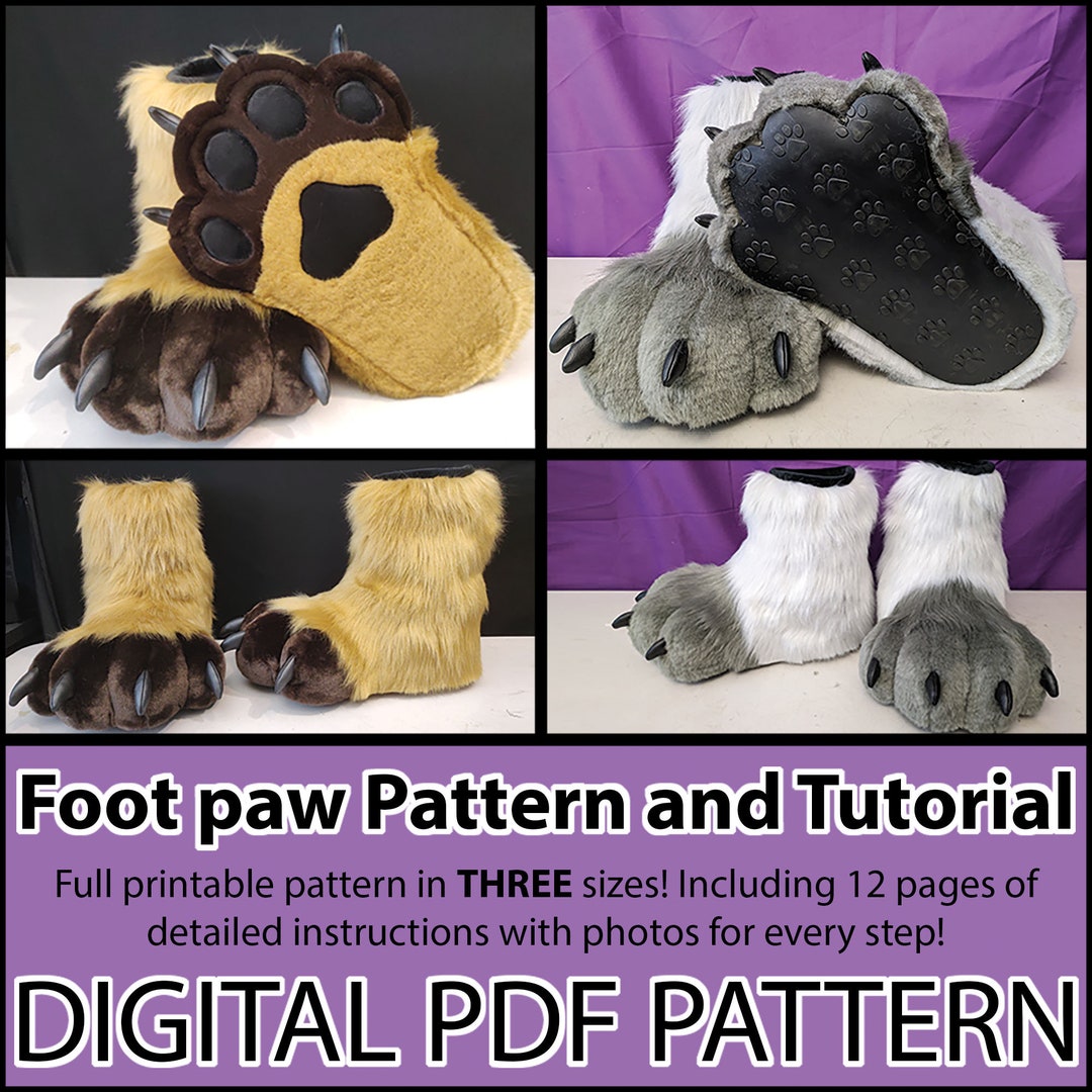 Fursuit Foot Paw Pattern and Tutorial With Lining +CLAWS! - Etsy