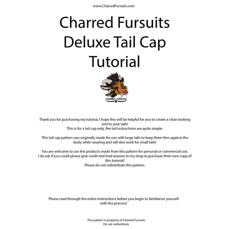 Fursuit Tail Cap Tutorial Pattern Digital Download PDF Template - Etsy